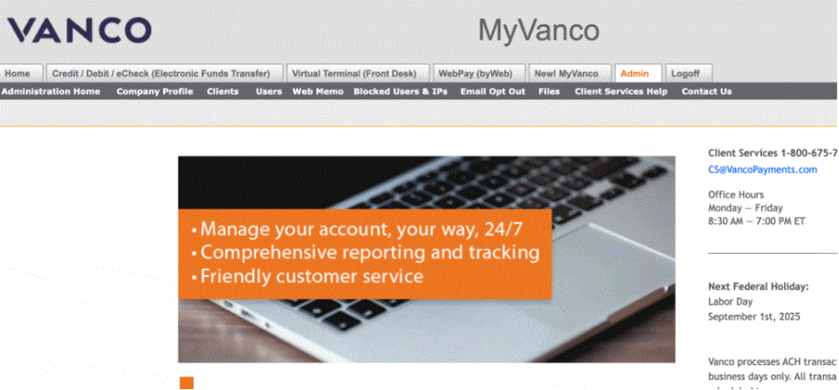 Managing Users and Organization Information – Vanco